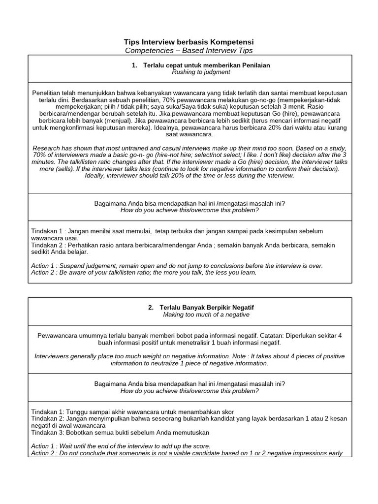 Competencies-Based Interview Tips | PDF