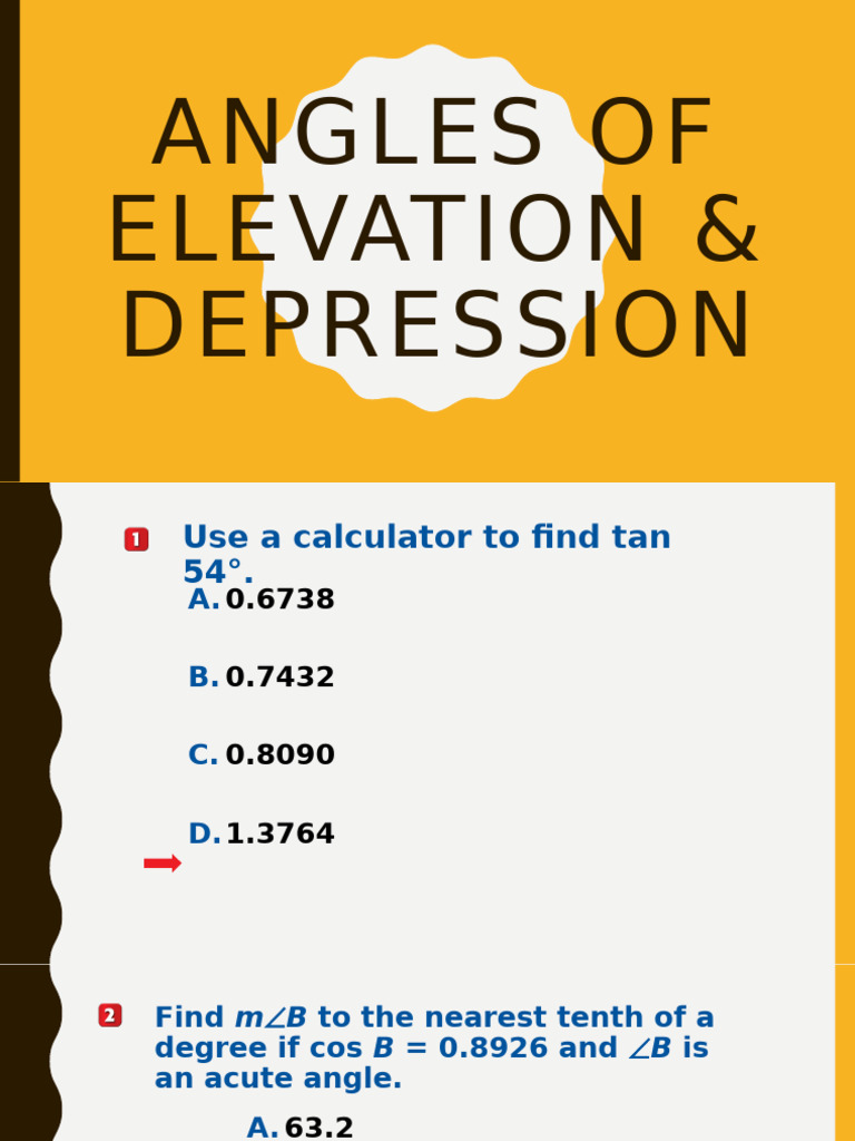 Angle of Elevation Depression | PDF | Angle | Euclidean Geometry
