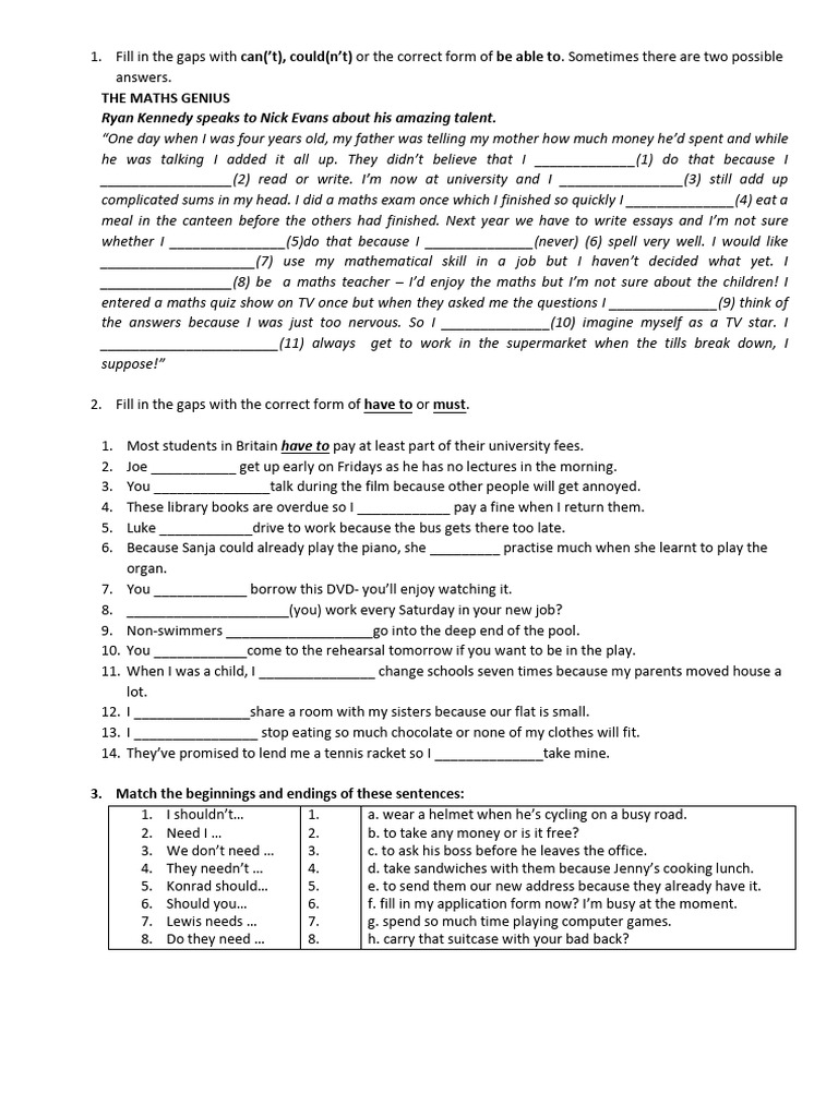 Modals First PRACTICE KEY | PDF | Mathematics