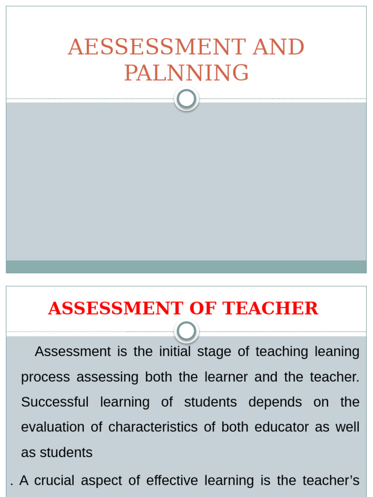 Assessment and Planning | PDF | Educational Assessment | Teachers