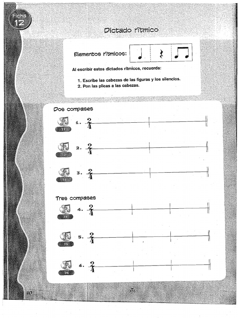 Audición Dictado Rítmico (Para Escribir) | PDF