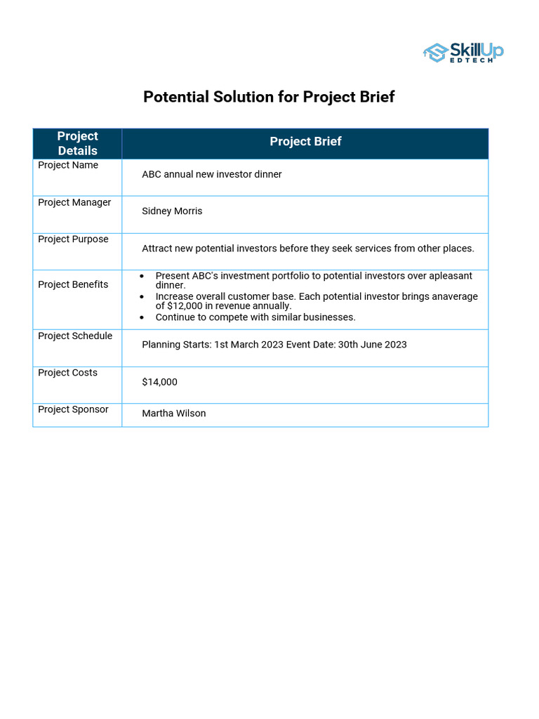 Potential Solution for Project Brief | PDF