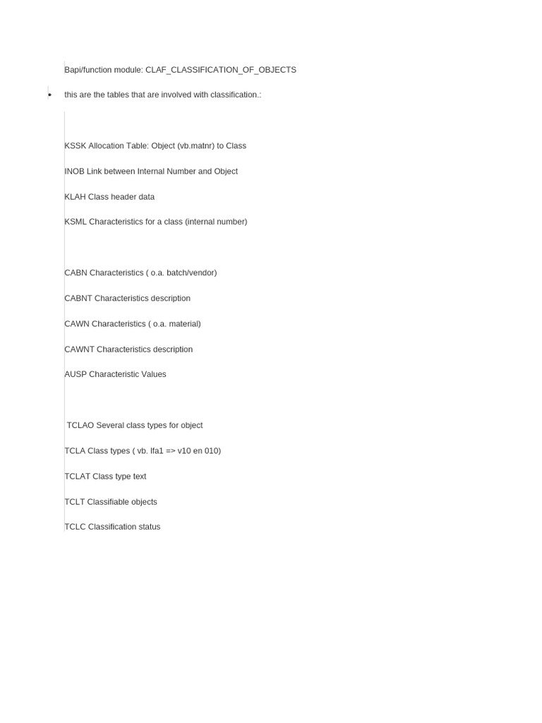 Classification Tables | PDF