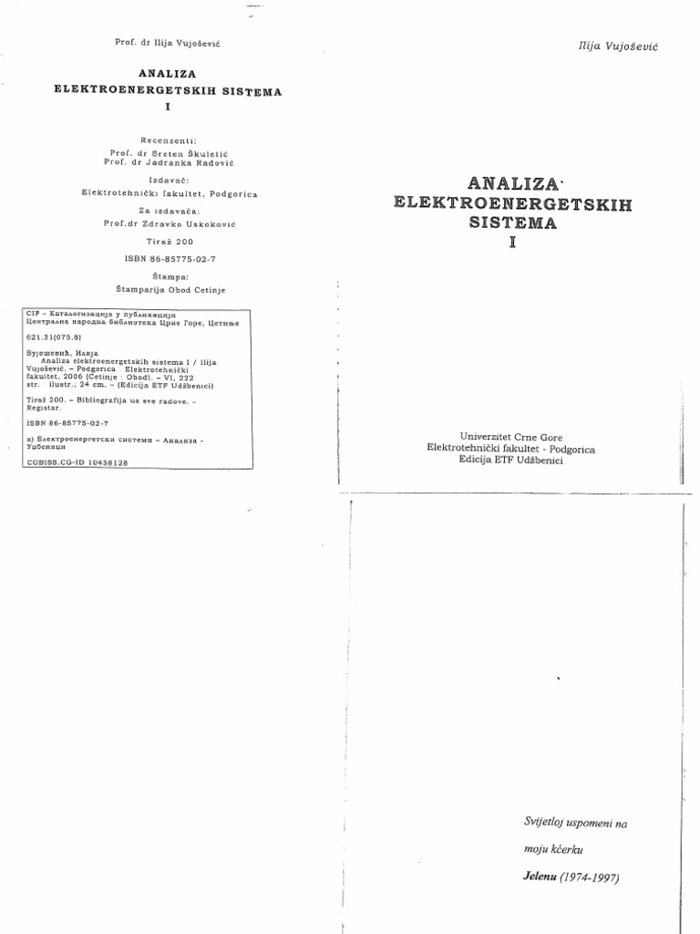 Analiza Elektroenergetskih Sistema I PDF Compress | PDF
