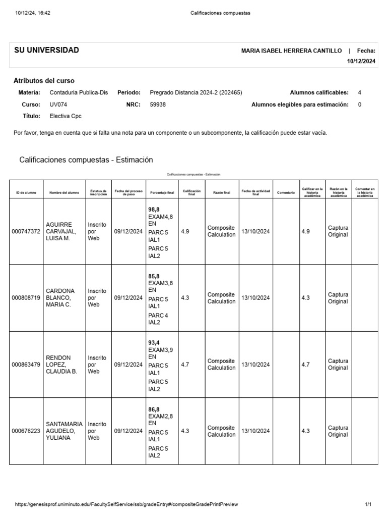 Calificaciones compuestas-ELECTIVA CPC-59938 | PDF