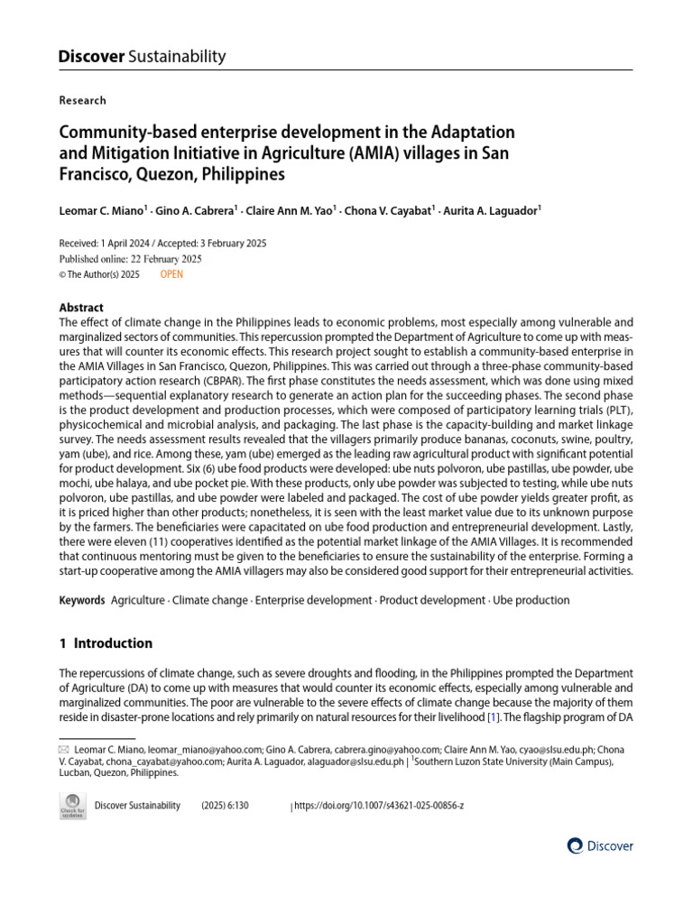 Community-based_enterprise_dev | PDF | Climate Resilience | Agriculture