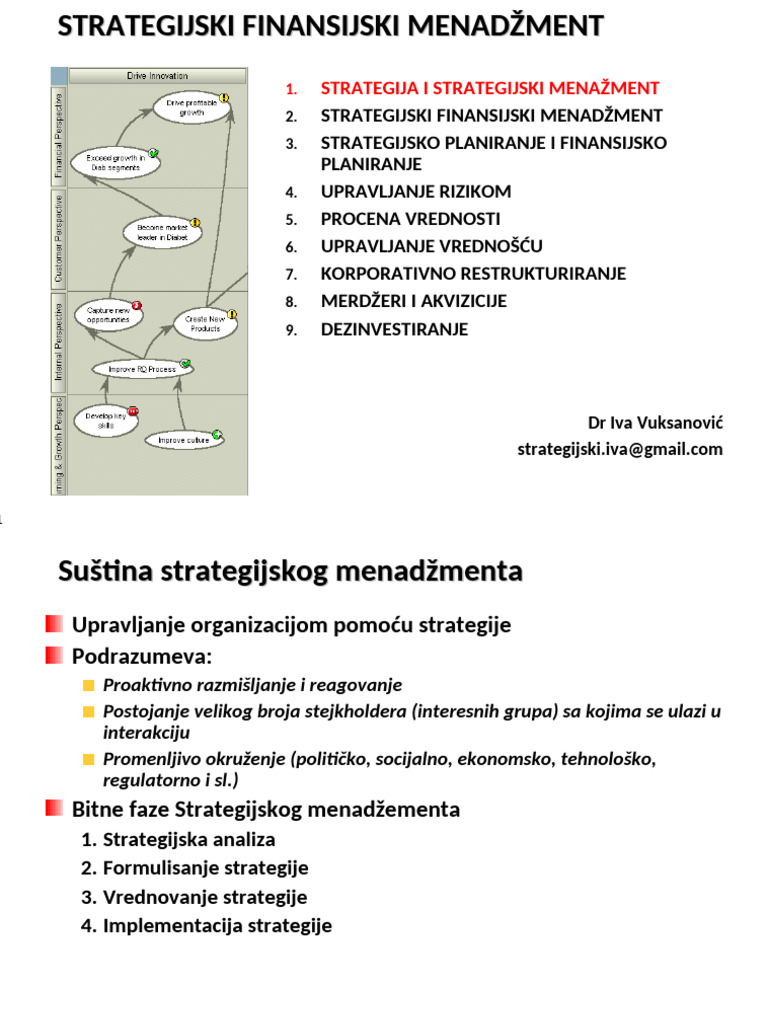 Strategija I Strategijski Menažment: DR Iva Vuksanović | PDF