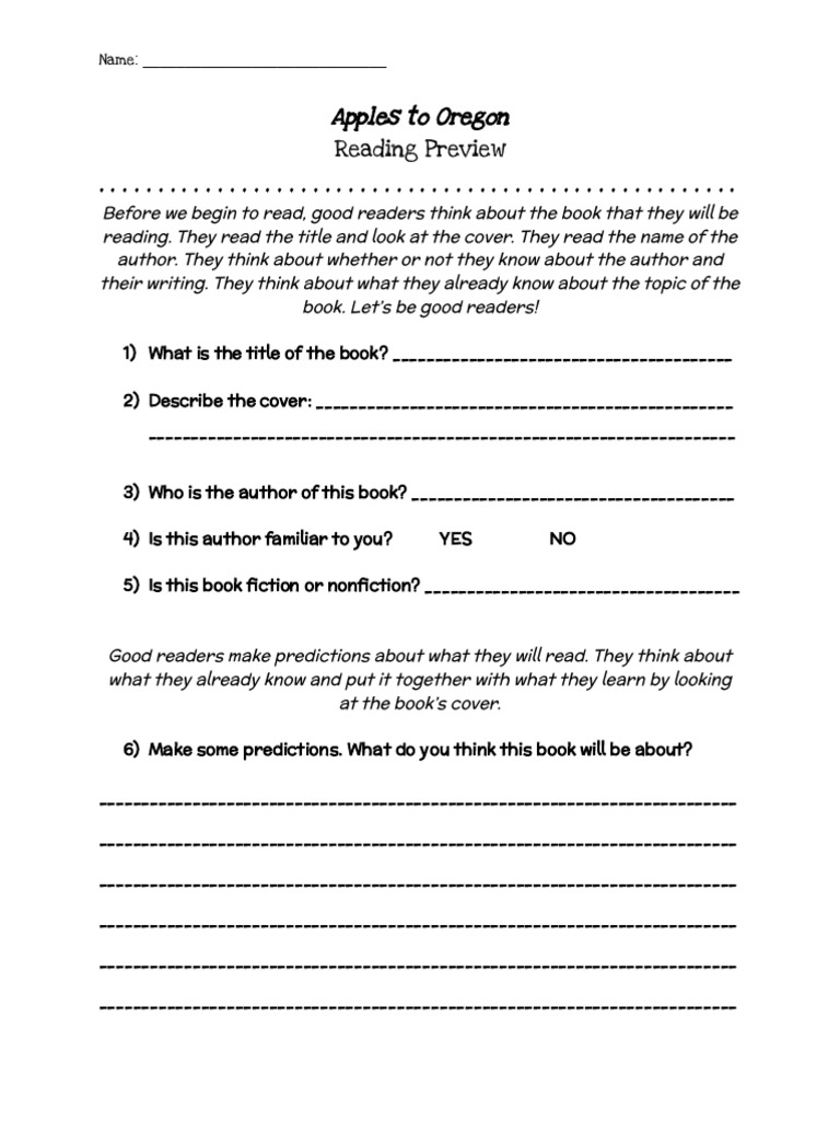 Apples To Oregon Reading Preview | PDF