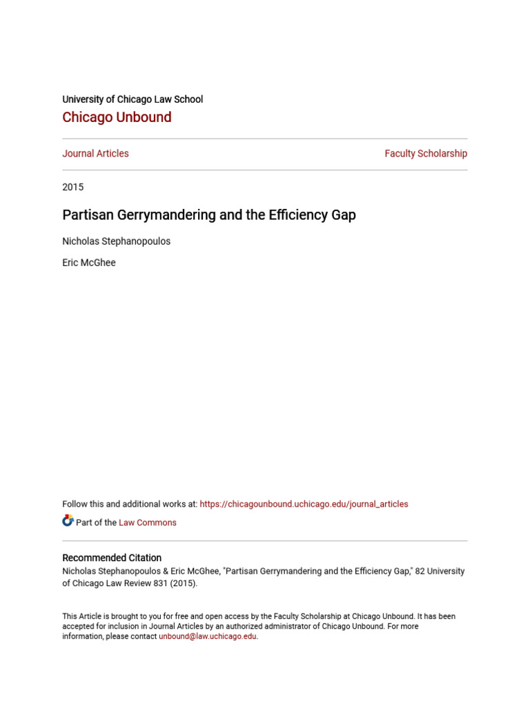 Partisan Gerrymandering and The Efficiency Gap | PDF | Gerrymandering | Elections
