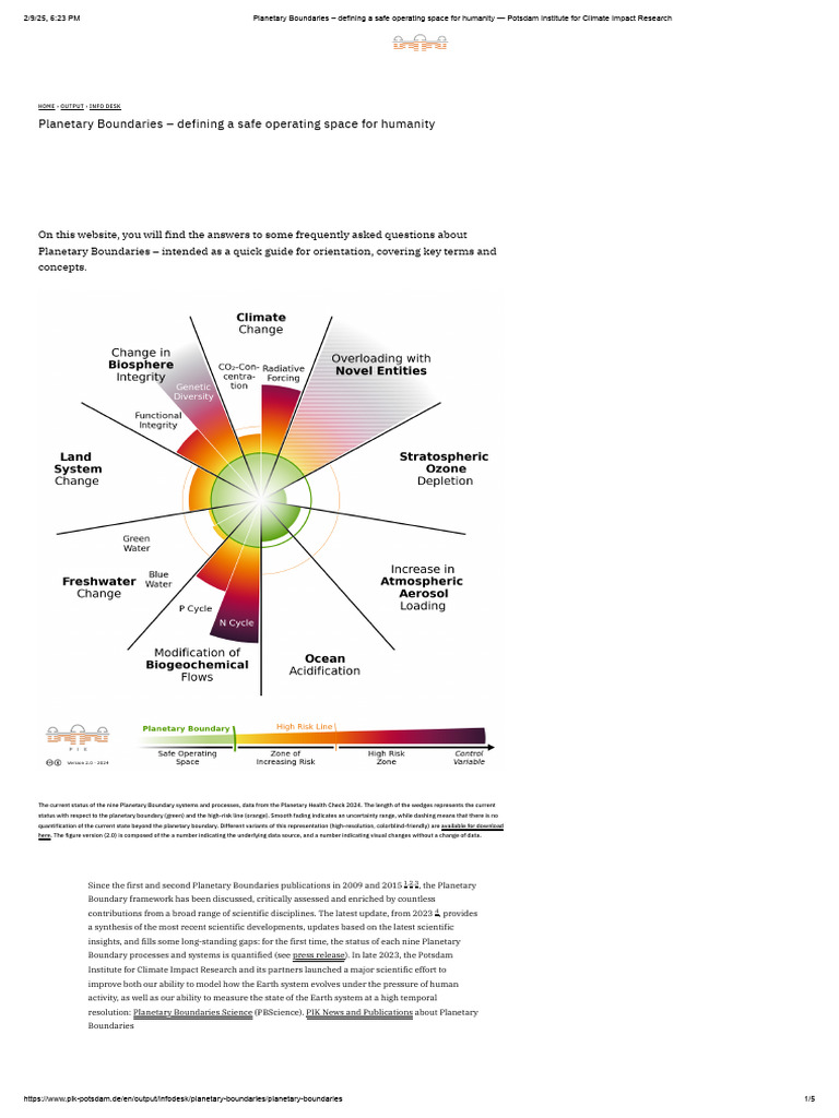 Planetary Boundaries – defining a safe operating space | PDF | Ozone ...