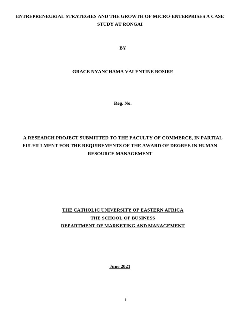 Research Project - GRACE BOSIRE. Final | PDF | Risk | Sampling (Statistics)