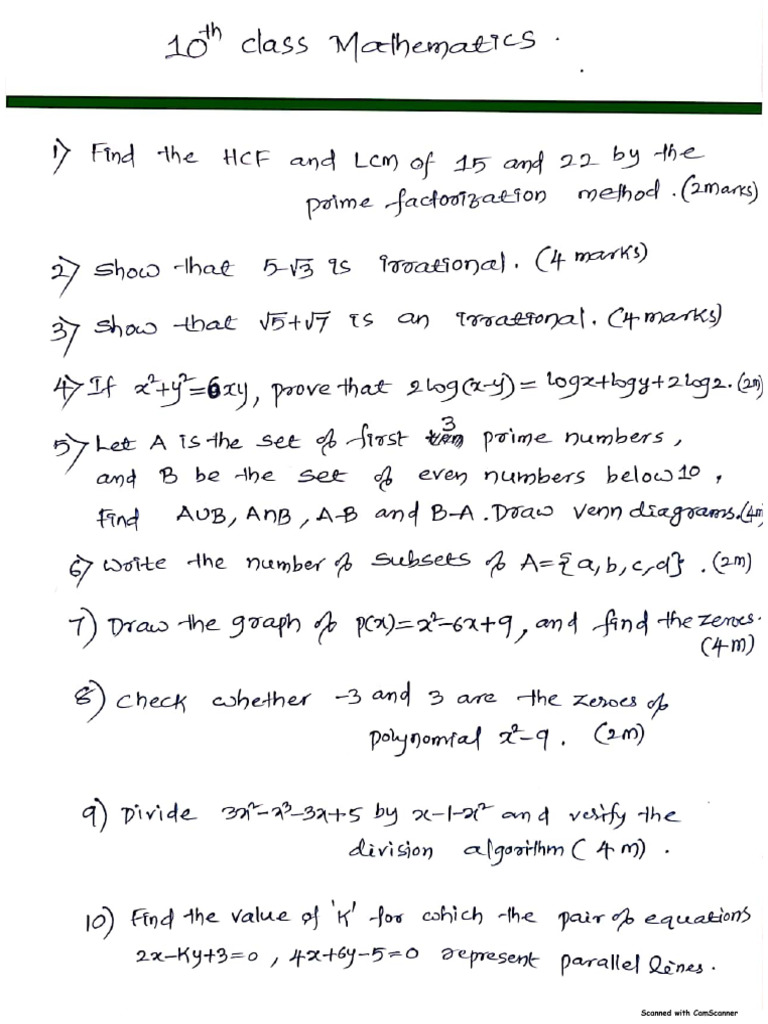 10th Class (FOR ANY GRADE STUDENT) | PDF
