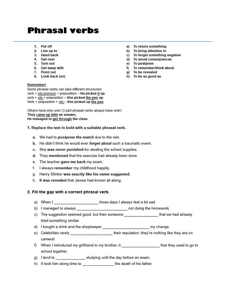 Understanding Phrasal Verbs Usage | PDF