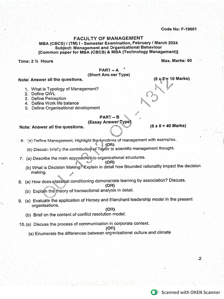 Mba Sem-I Previous Qps | PDF