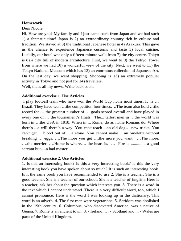 Homework (articles) (1) | PDF | Hawaii | Italy