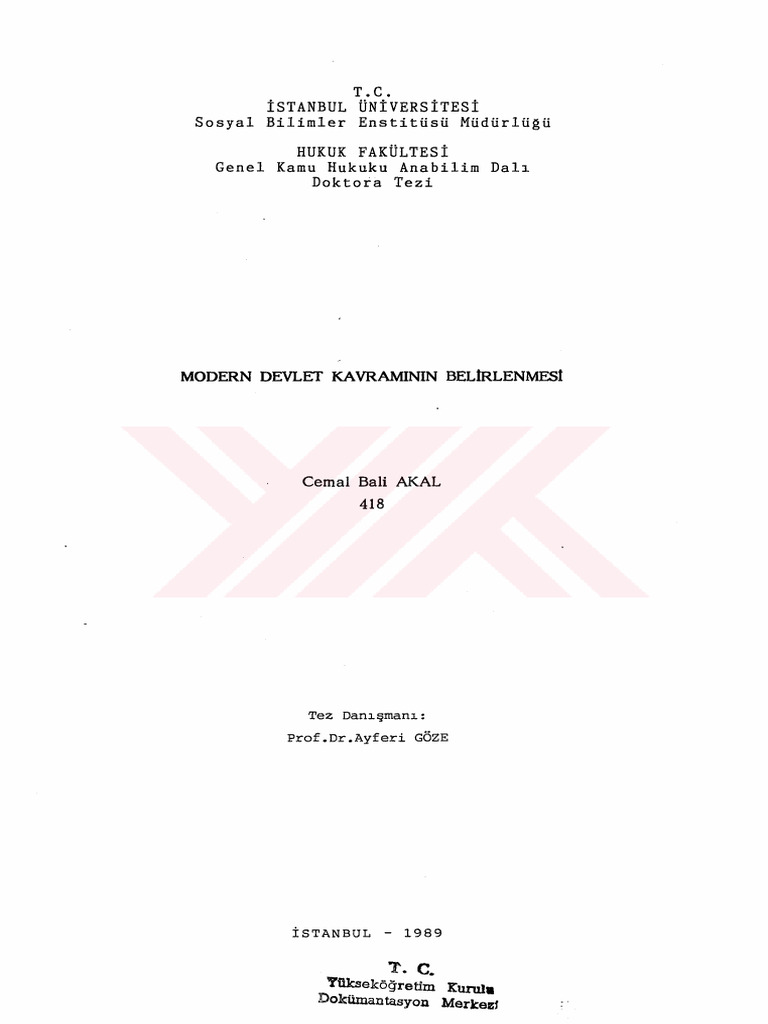 Cemal Bali Akal - Devlet Kavramı (Doktora Tez) | PDF