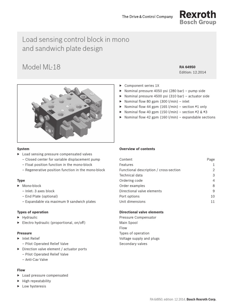 Load Sensing Control Block in Mono | PDF | Valve | Continuum Mechanics