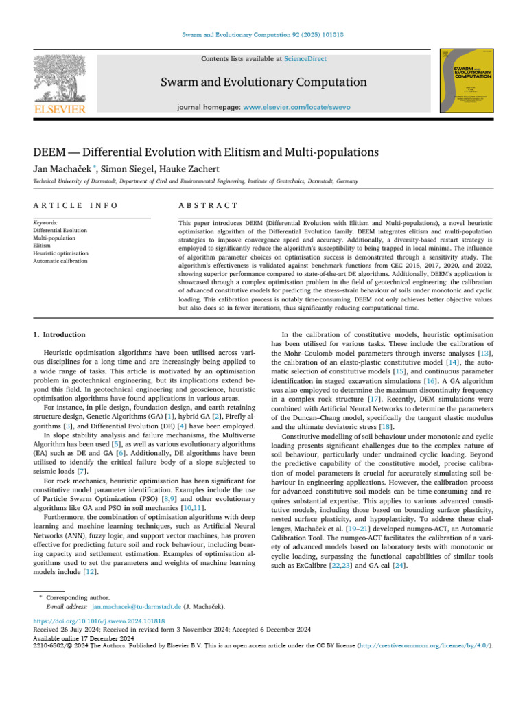DEEM - 精英主义和多群体的差分进化算法 | PDF | Mathematical Optimization | Applied Mathematics