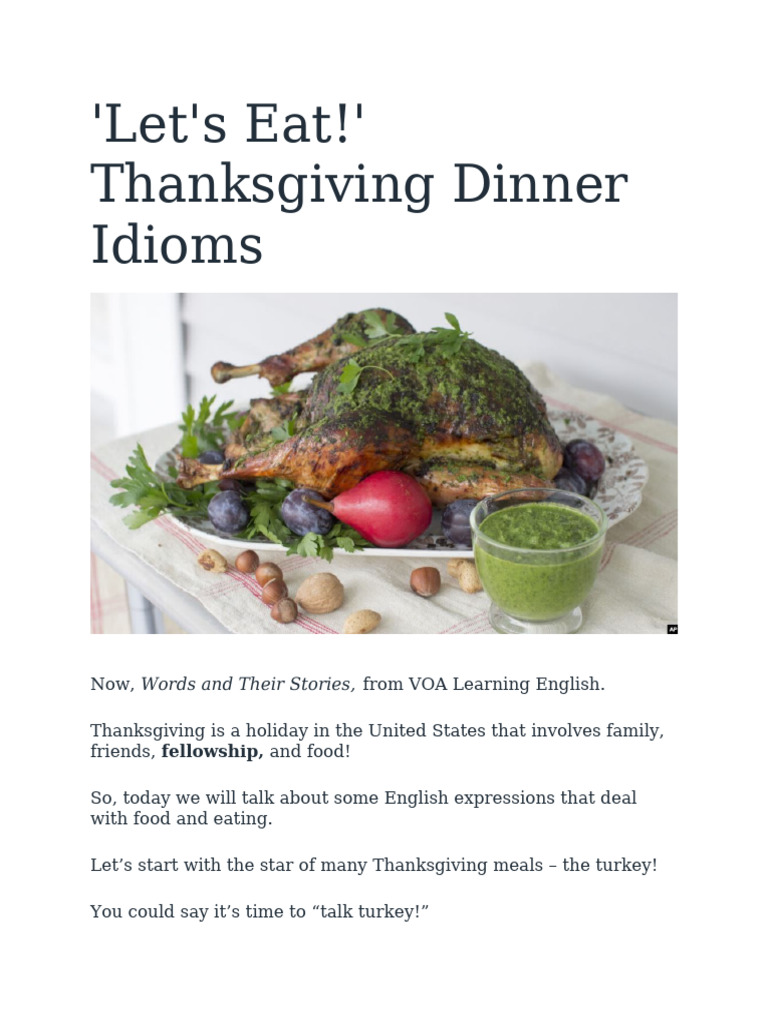 17.let's Eat!' Thanksgiving Dinner Idioms | PDF | Thanksgiving Dinner ...