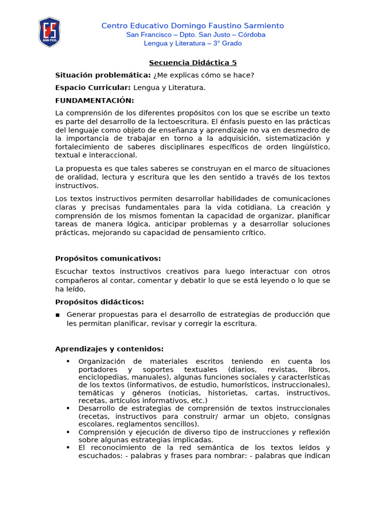 3° LENGUA-SEC5 Actual Modificada 2024 | PDF