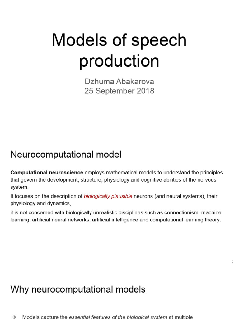 Neurocomputational Models of Speech Production | PDF | Neuroscience | Cognitive Science
