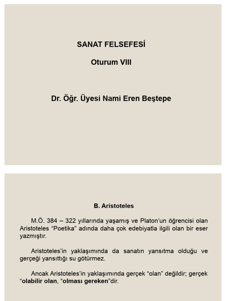 Sanat Felsefesi Sunu VIII - ppt-1 | PDF