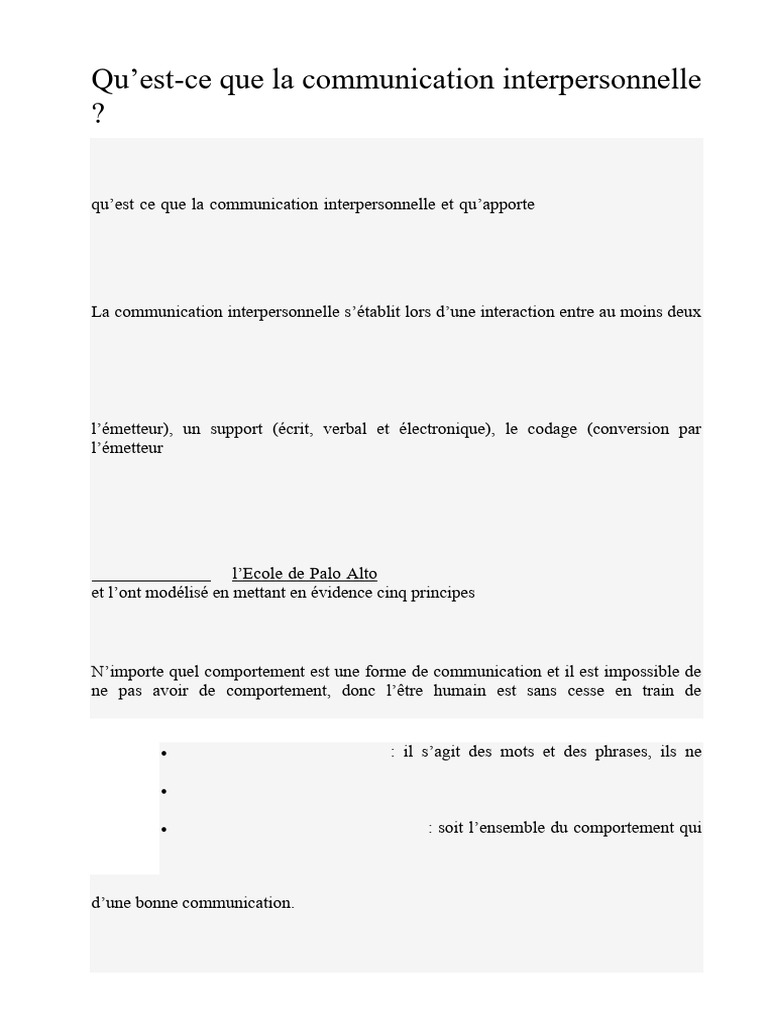 Comprendre la communication interpersonnelle | PDF | la communication ...