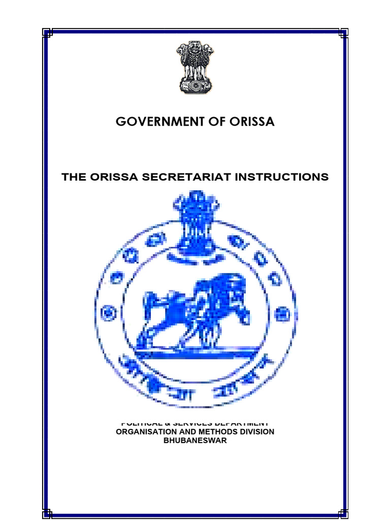 Orissa Secretariat Instructions | PDF | Governor | Cabinet (Government)