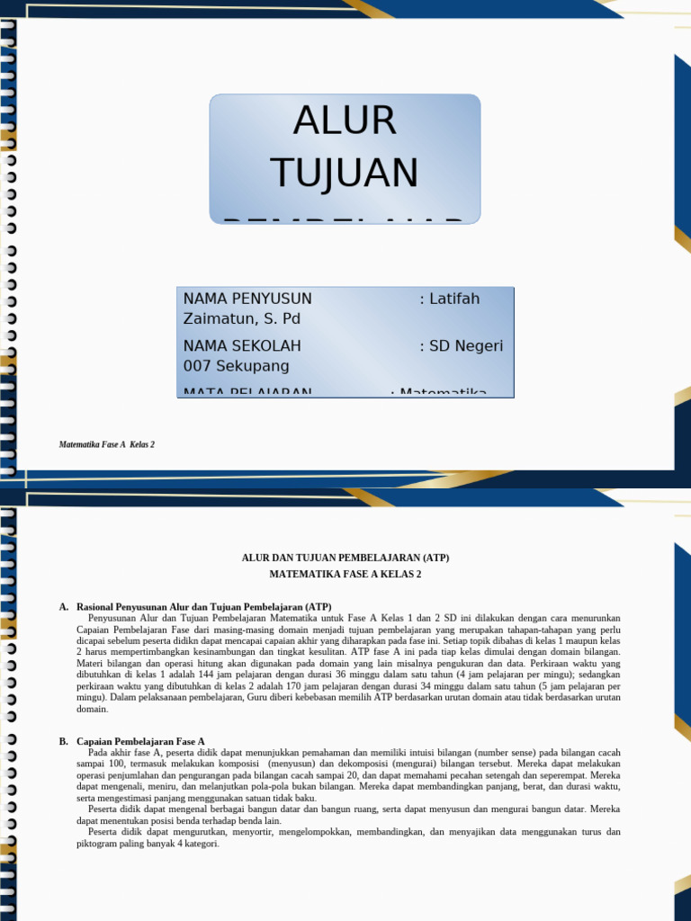 [2] Alur Tujuan Pembelajaran (ATP) | PDF