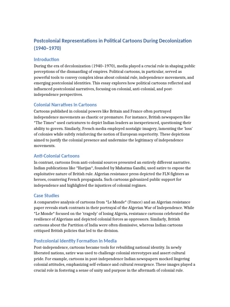 Postcolonial Cartoons Decolonization | PDF | Postcolonialism ...