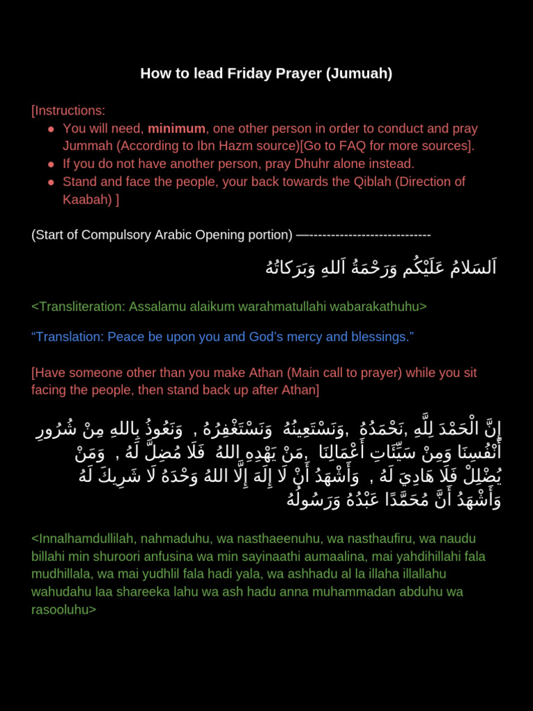(Original) (Dark Mode) Friday Prayer Script | PDF | Abrahamic Religions | Sharia