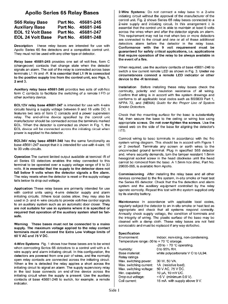 Apollo Series 65 Relay Bases | PDF