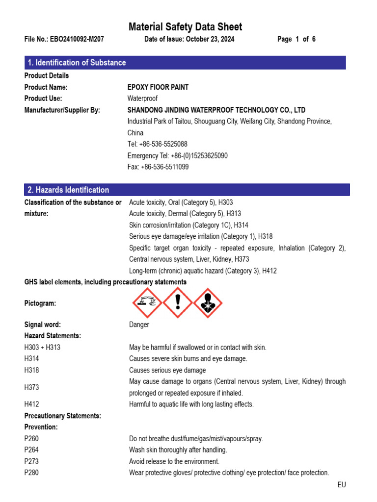 Material Safety Data Sheet - M207 2025 | PDF | Toxicity | Safety
