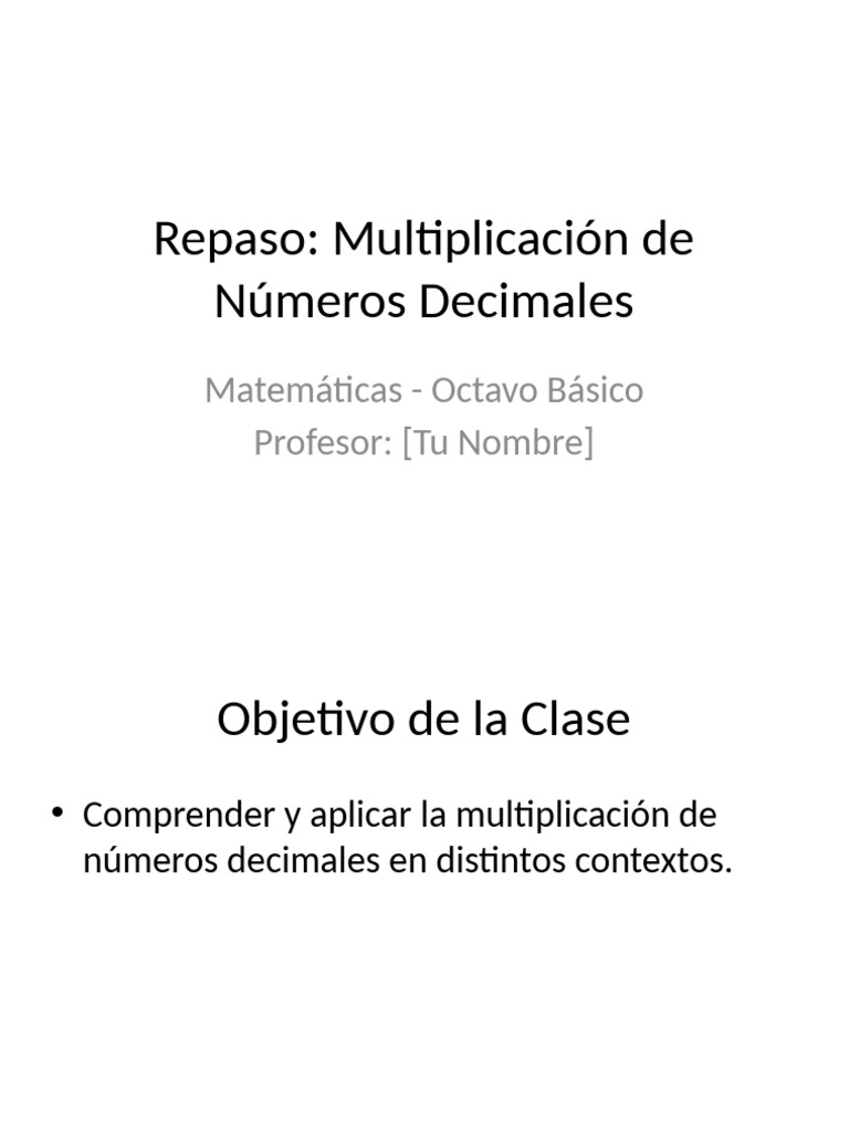 Multiplicación de Números Decimales | PDF