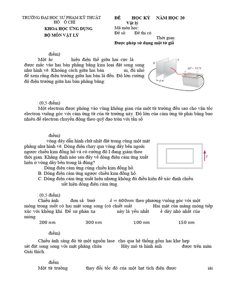 Vat-Ly-2 PHYS131002 HKII 2019-2020 DT | PDF