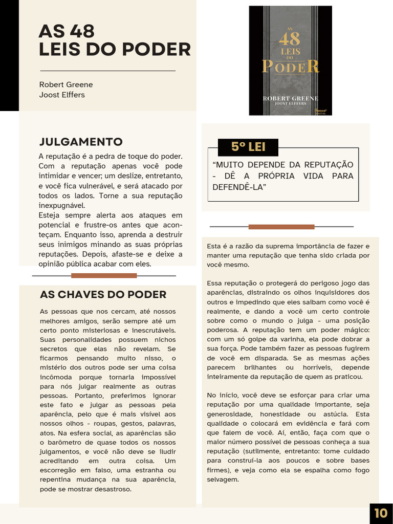 Resumo de Livro - As 48 Leis Do Poder - Cap 05 | PDF