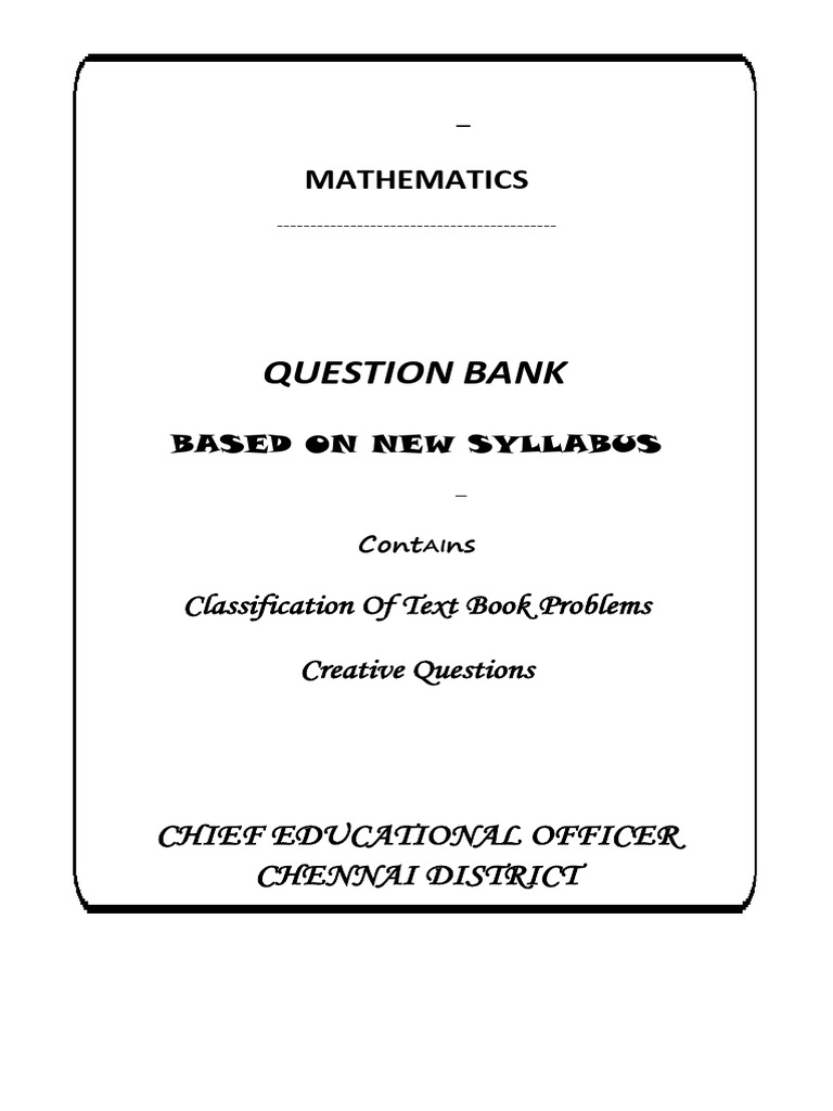 XII Std Mathematics Question Bank | PDF | Ellipse | Zero Of A Function