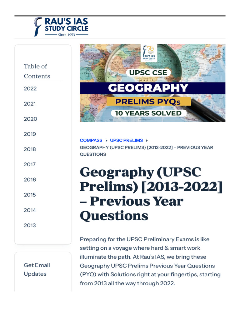 UPSC Geography PYQs 2013-2022 | PDF | Forests | Agriculture