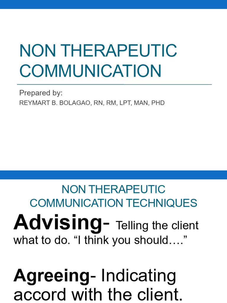 Non-Therapeutic Communication Techniques | PDF | Communication | Cognition