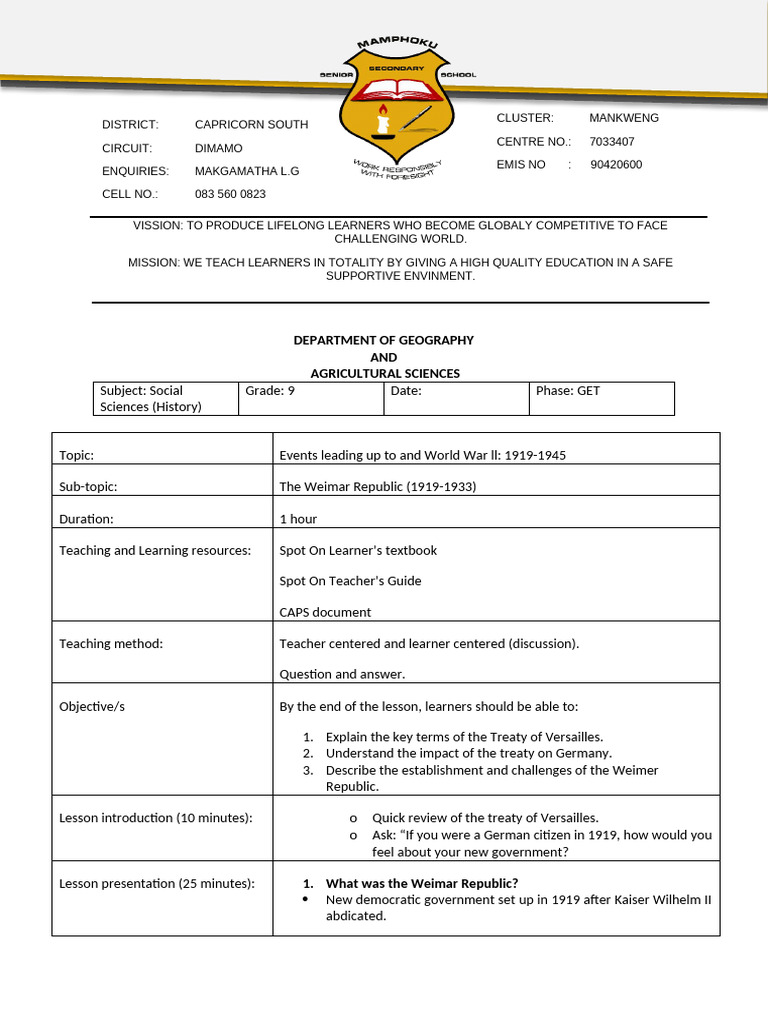 HISTORY2-The Weimar Republic | PDF | Weimar Republic | Treaty Of Versailles