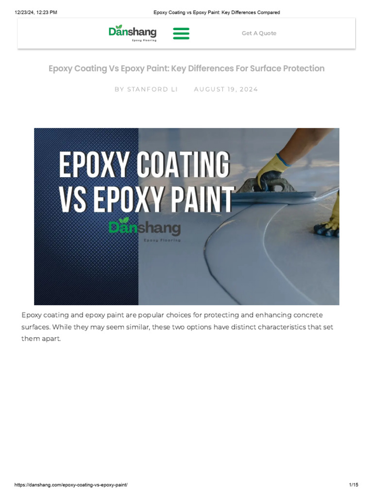 Epoxy Coating vs Epoxy Paint_ Key Differences Compared 2025 | PDF ...