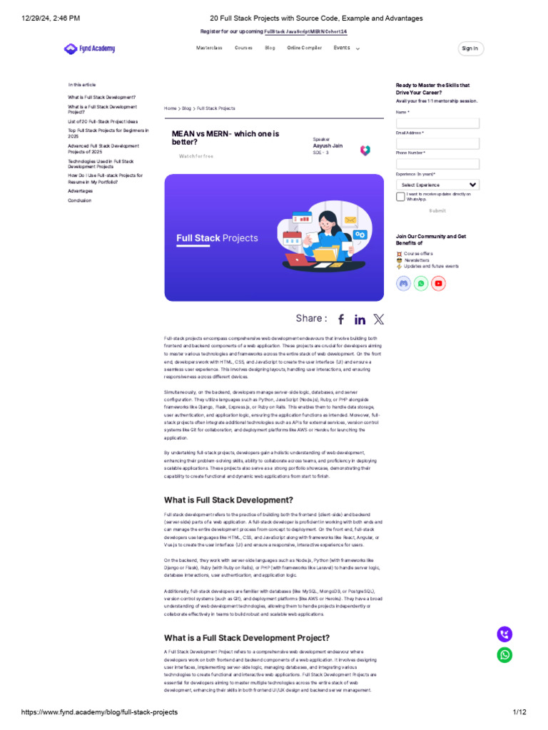 20 Full Stack Projects with Code Examples | PDF | Web Development | Web ...