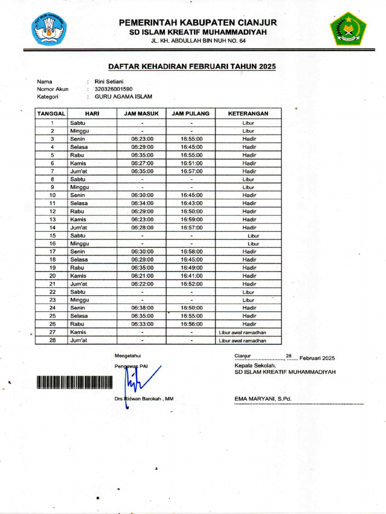 Absen Februari Rini | PDF