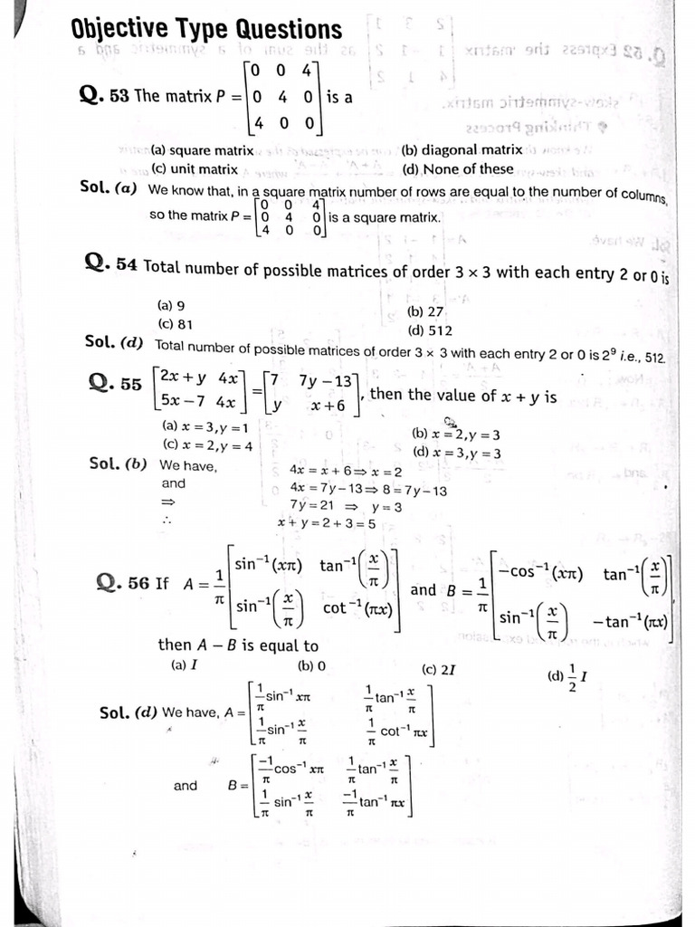 Mcqs of Matrices, Determinants, 3d, Vector and Derivatives | PDF