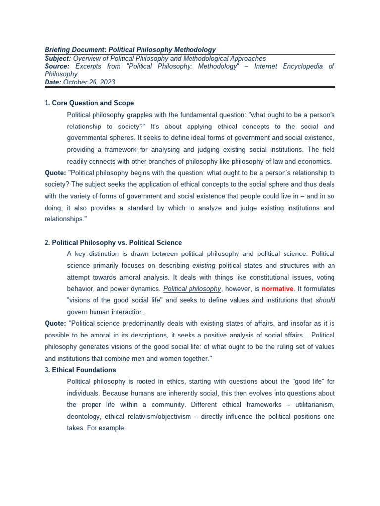 Briefing Document - Political Philosophy Methodology | PDF ...