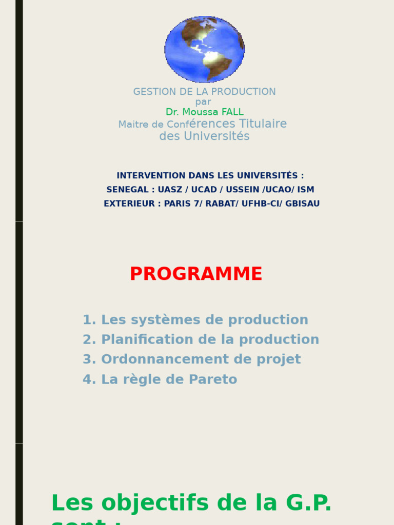 Gestion de la Production : Concepts Clés | PDF | Planification ...