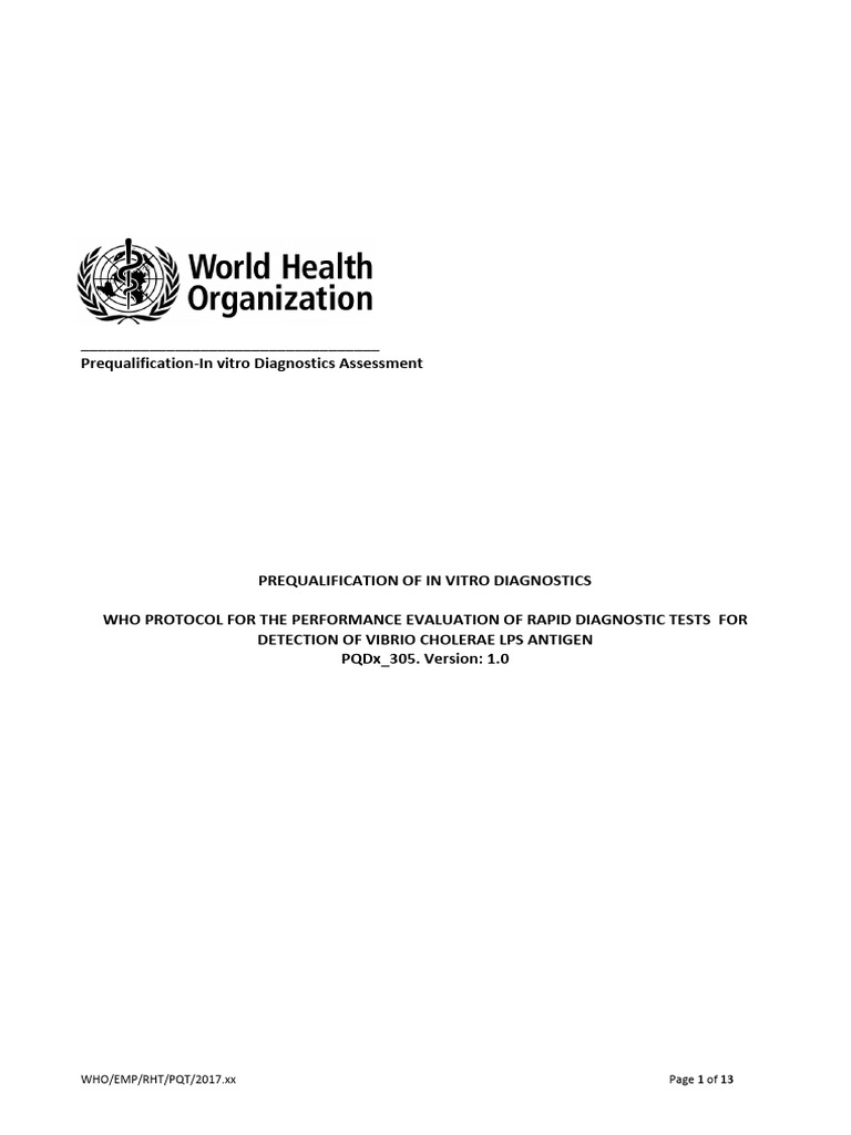 Protocol PQDX 305 v1 Cholera RDT 0 | PDF | Sensitivity And Specificity