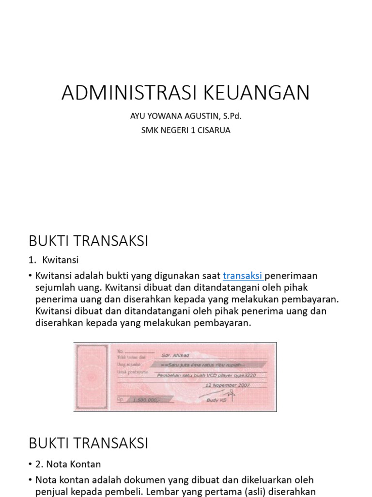 Jenis-Jenis Bukti Transaksi Keuangan | PDF