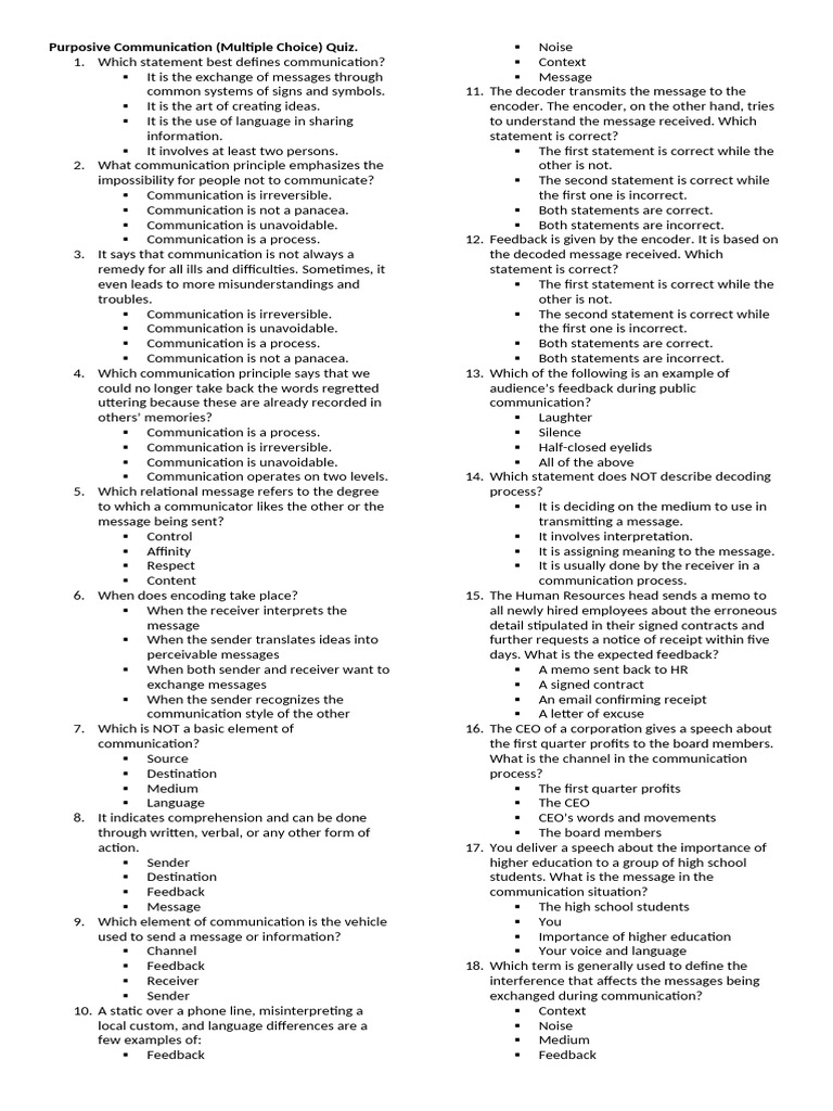 Possible Questions in Purcom | PDF | Communication | Semiotics