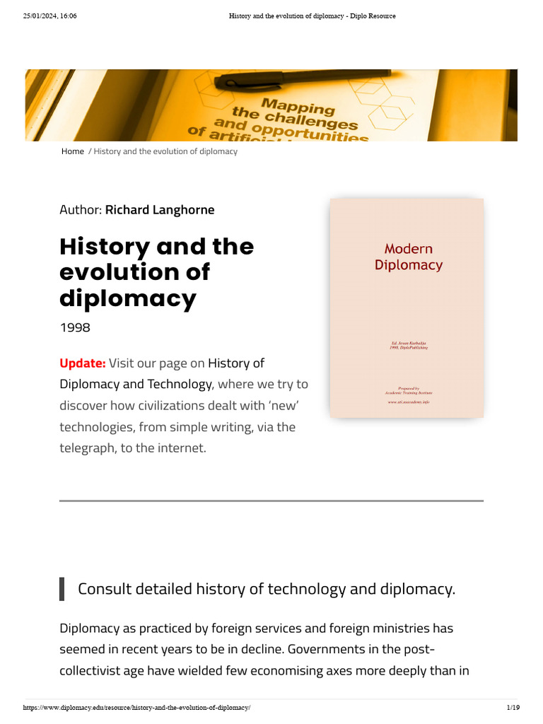 History and the evolution of diplomacy - Diplo Resource | PDF ...